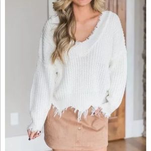 Sweaters | Last One White Distressed Sweater | Poshmark